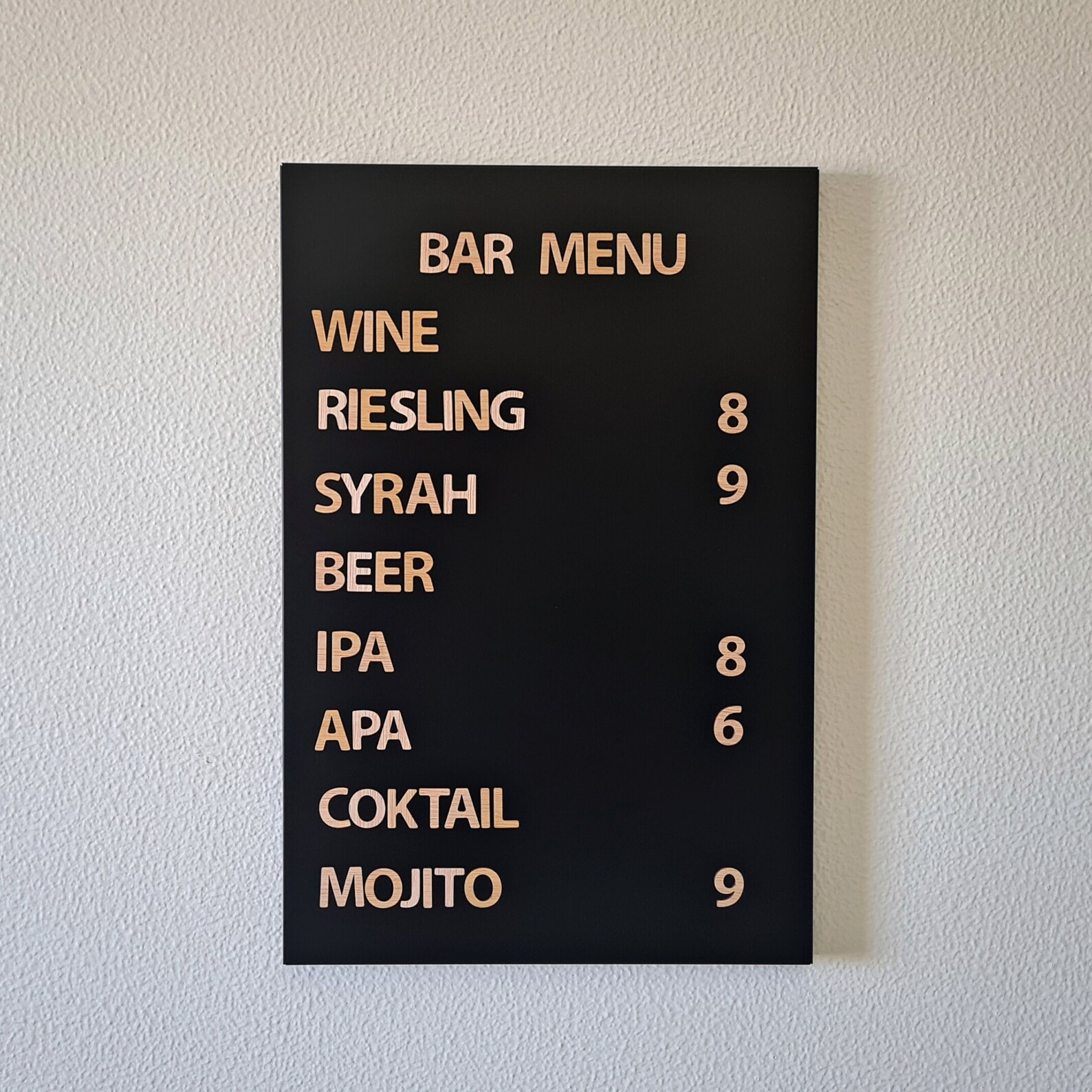 Changeable Bar Menu Sign: Metal Magnet Board With Wood Letters - Etsy