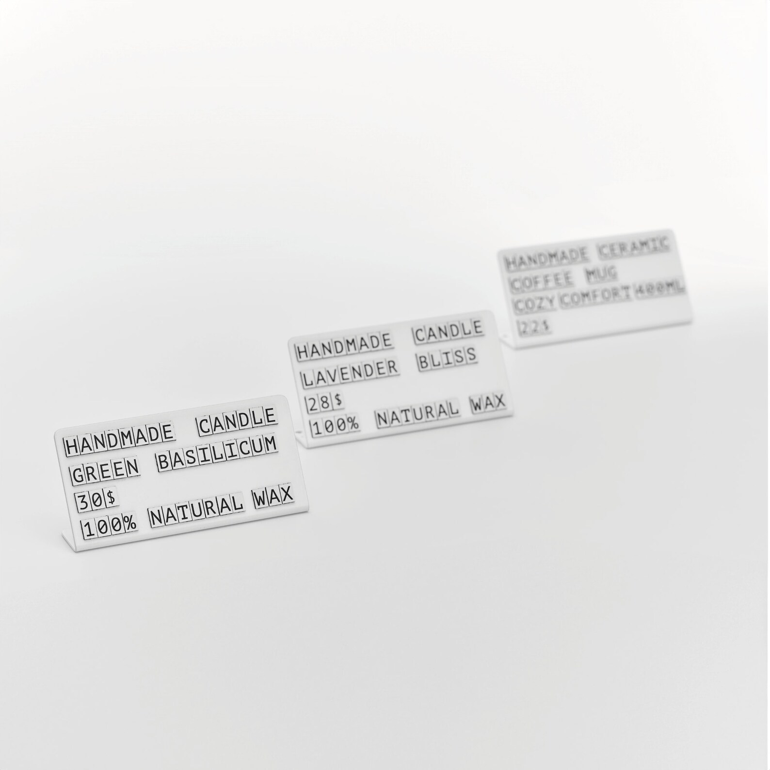 White Metal Price Tags With Changeable Magnetic Letters for Bakeries ...