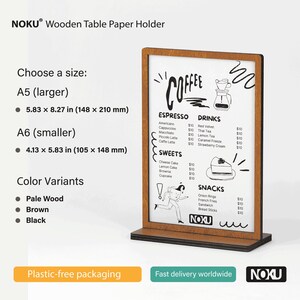 A5 Wooden Menu Holder: Tabletop Display Stand for Restaurant Cafe - Etsy