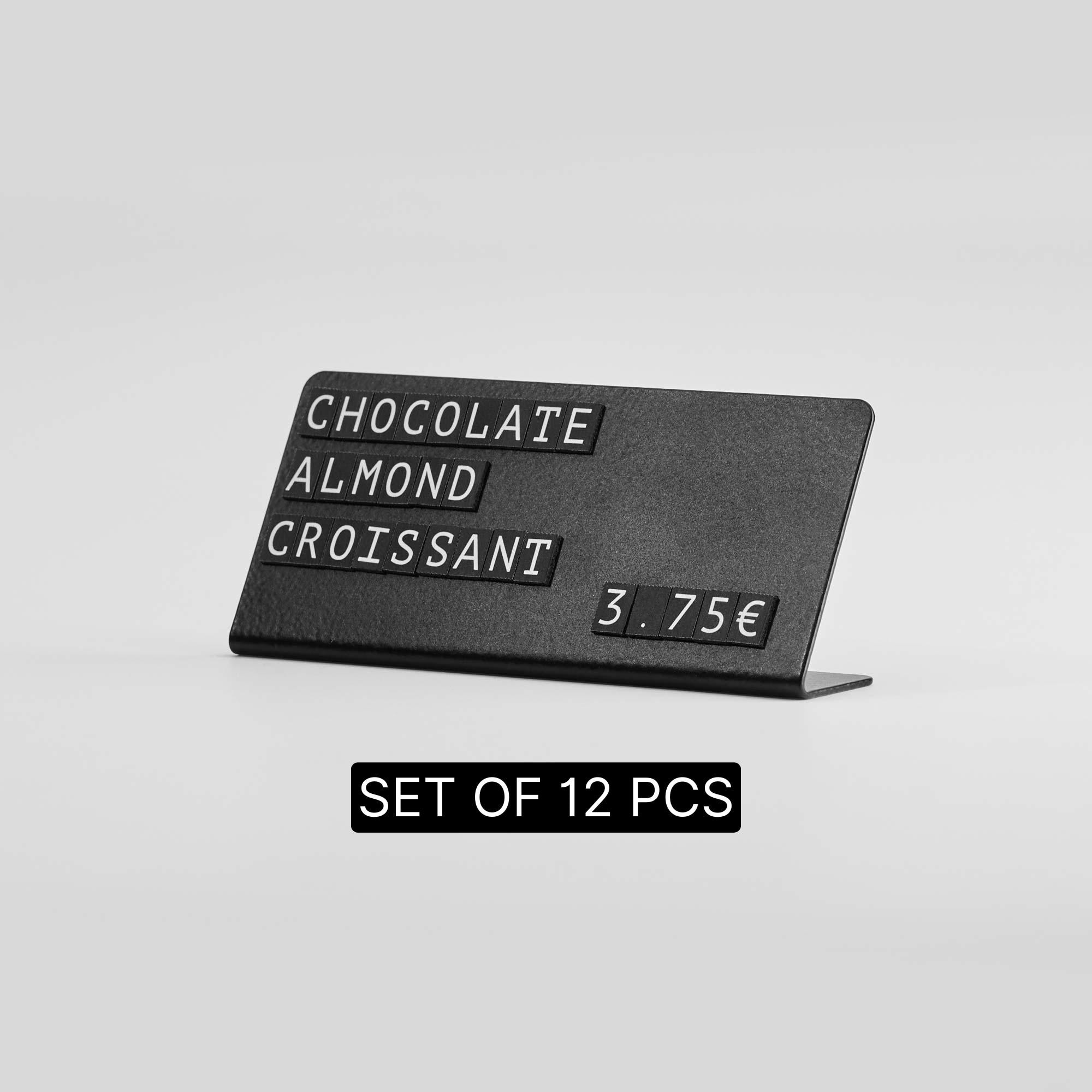 Set of Black Metal Price Tags With Changeable Magnetic Letters for ...
