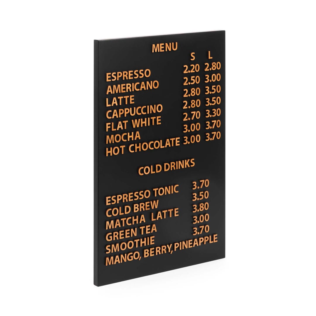 Menu for Coffee Shops. Wall-mounted Menu Board With Wooden Letters on ...