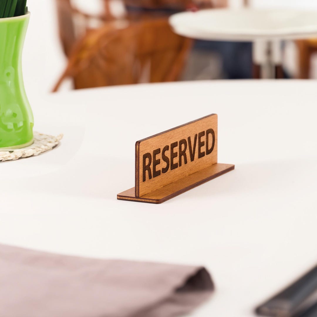 Handcrafted Wooden Reserved Sign for Restaurants, Cafes, Bars, and ...