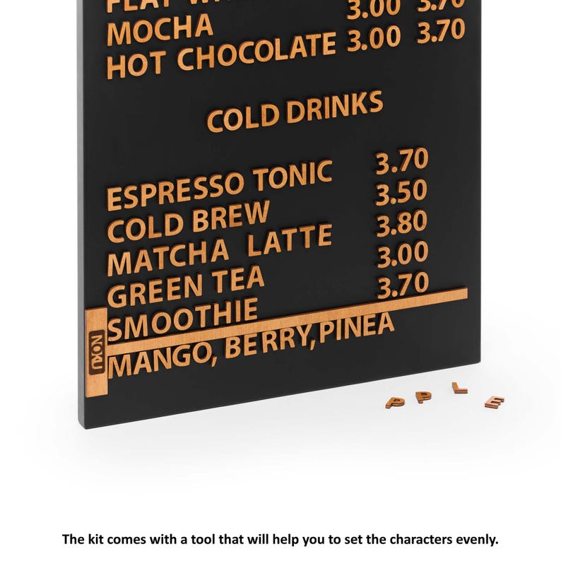 Menu for Coffee Shops. Wall-mounted Menu Board With Wooden Letters on ...