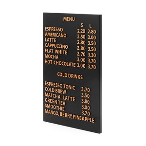 Menu for Coffee Shops. Wall-mounted Menu Board With Wooden Letters on ...