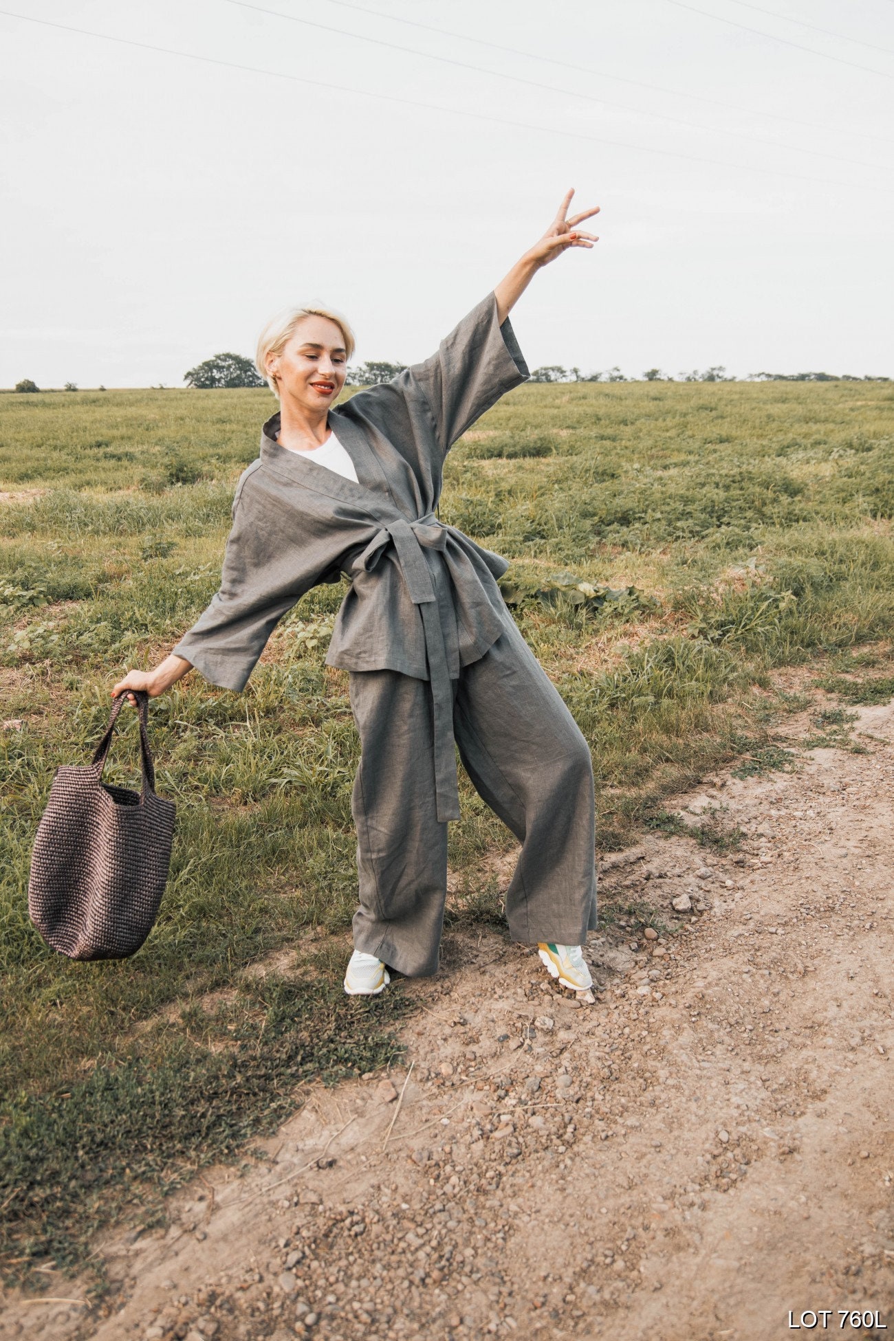 Grey Linen Kimono, Grey Linen Suit, Linen Kimono Set, Linen Kimono and ...