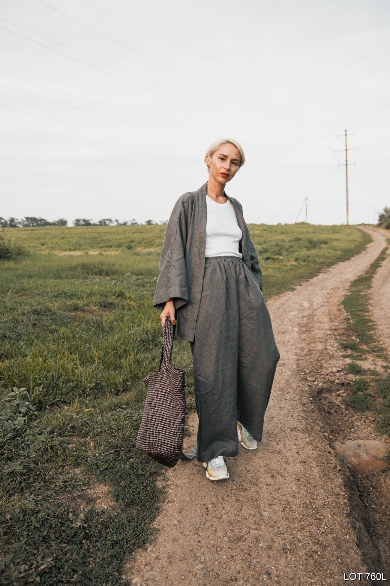 Grey Linen Kimono, Grey Linen Suit, Linen Kimono Set, Linen Kimono and ...