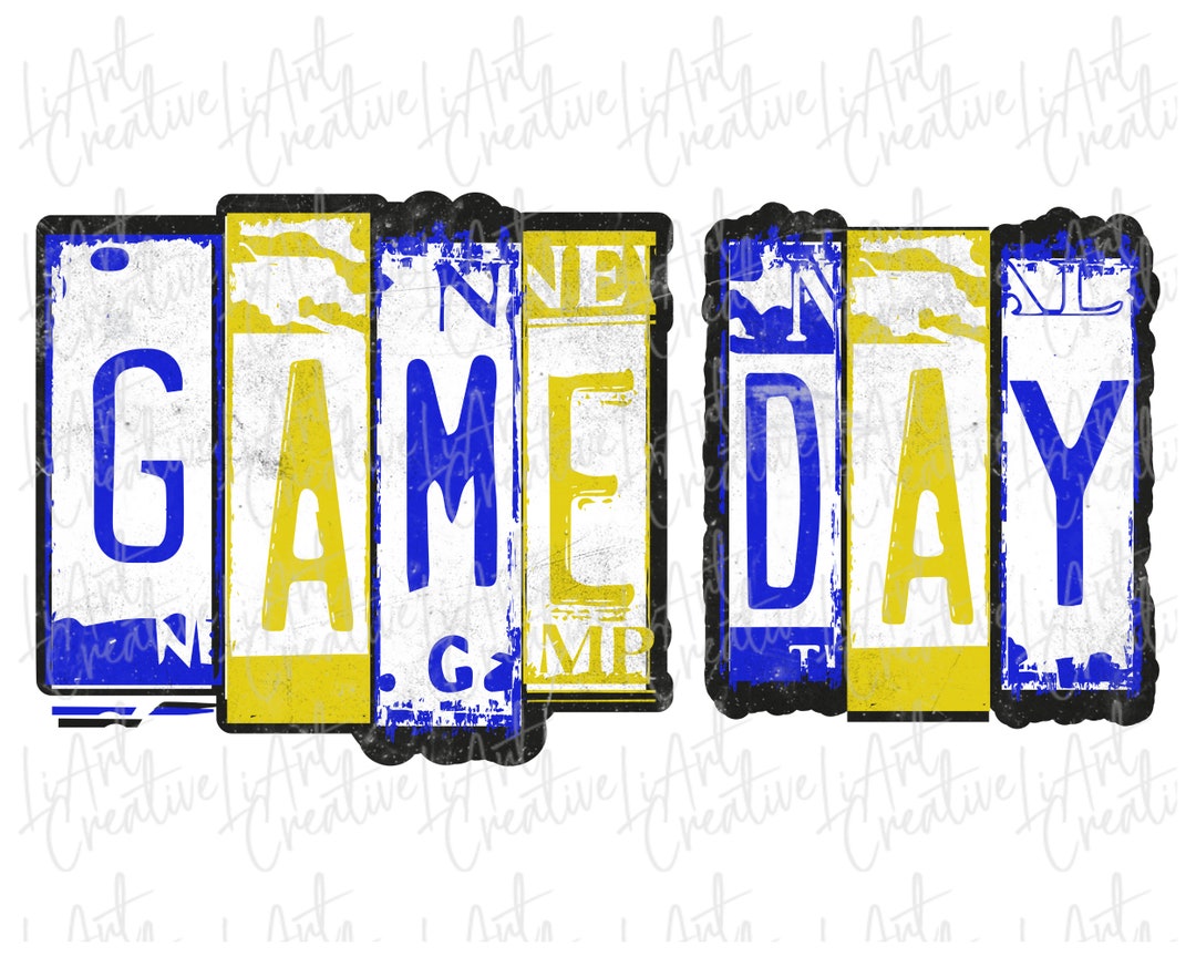 Game Day Retro Blue and Gold Png, Sport Game Season Blue and Yellow ...