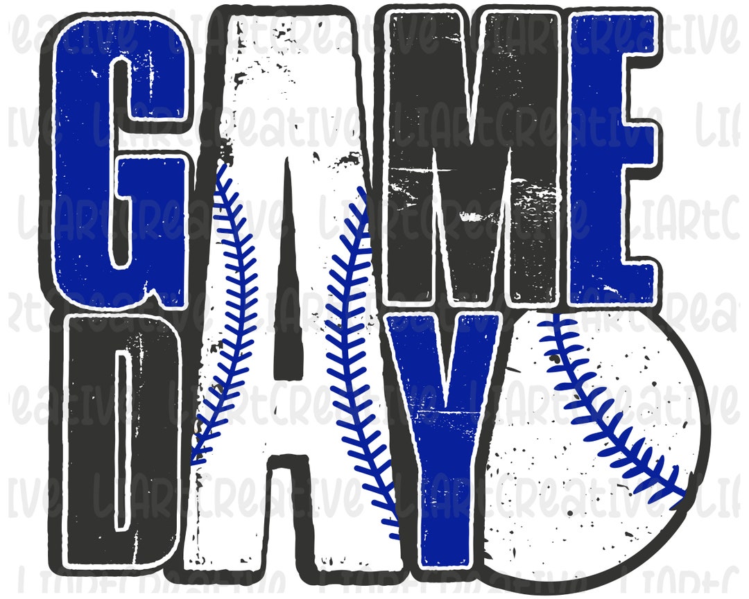Baseball Game Day Black and Blue File, Baseball Retro Png Sublimation ...