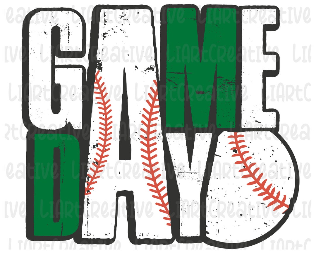 Baseball Game Day Green and White PNG File, Baseball Retro Png ...