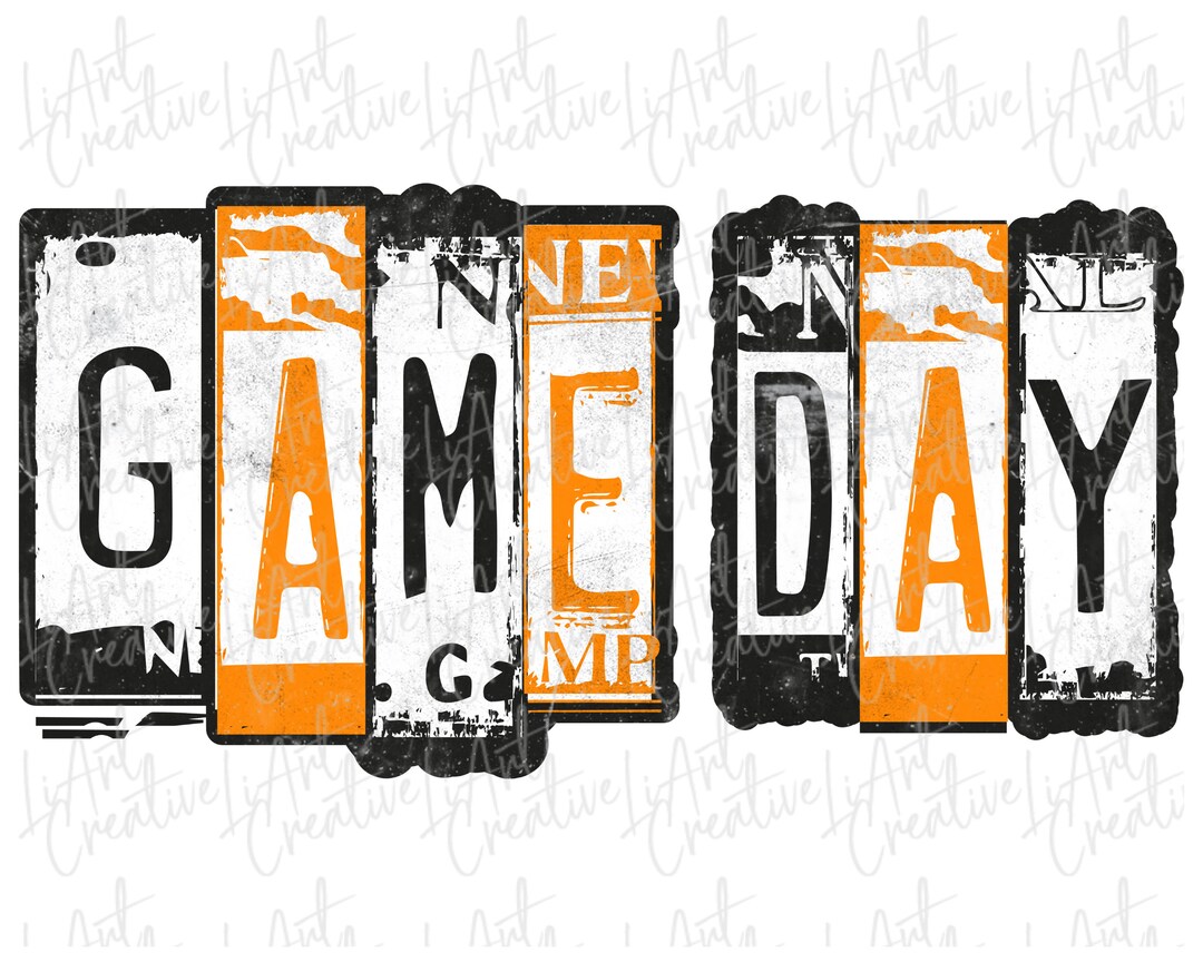 Game Day Retro Black and Orange Png, Sport Game Season Black and Gold ...