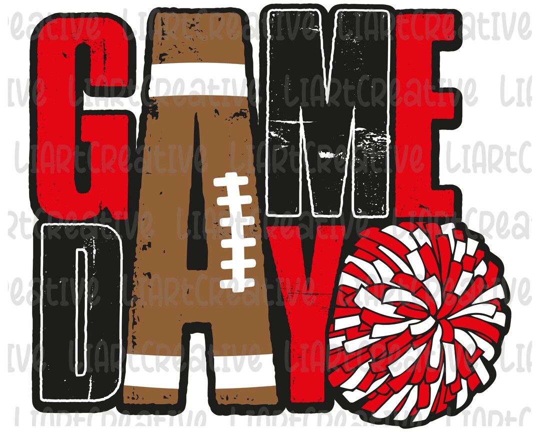 Football Cheer Game Day Red and Black PNG, Football Png Sublimation ...