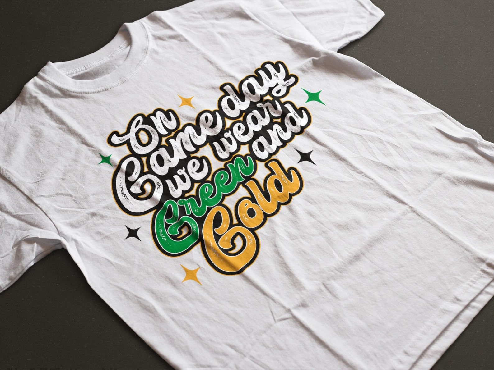 On Game Day We Wear Green and Gold Png, Sport Game Season Green and ...