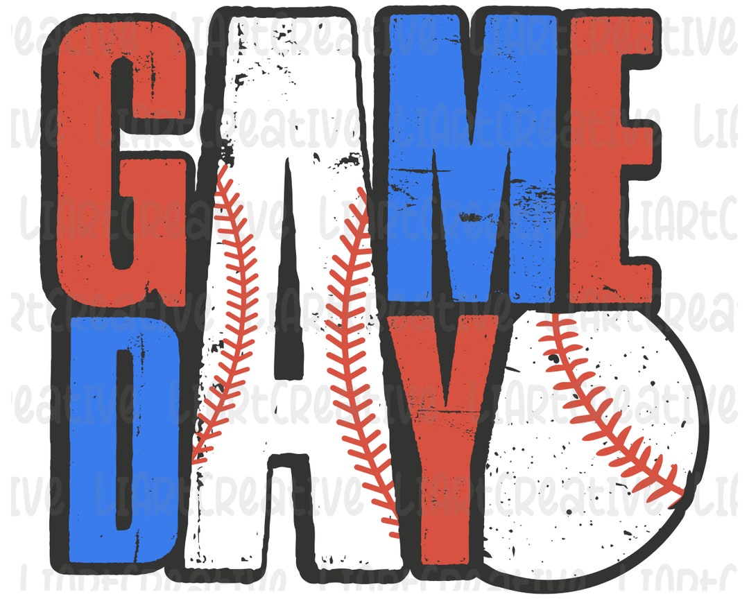 Baseball Game Day Red and Blue PNG File, Baseball Retro Png Sublimation ...