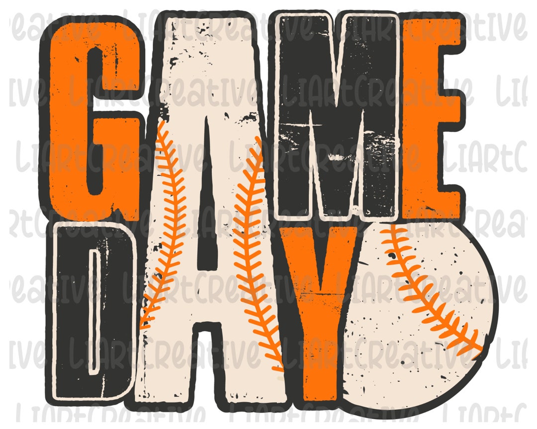 Baseball Game Day Black and Orange PNG File, Baseball Retro Png ...