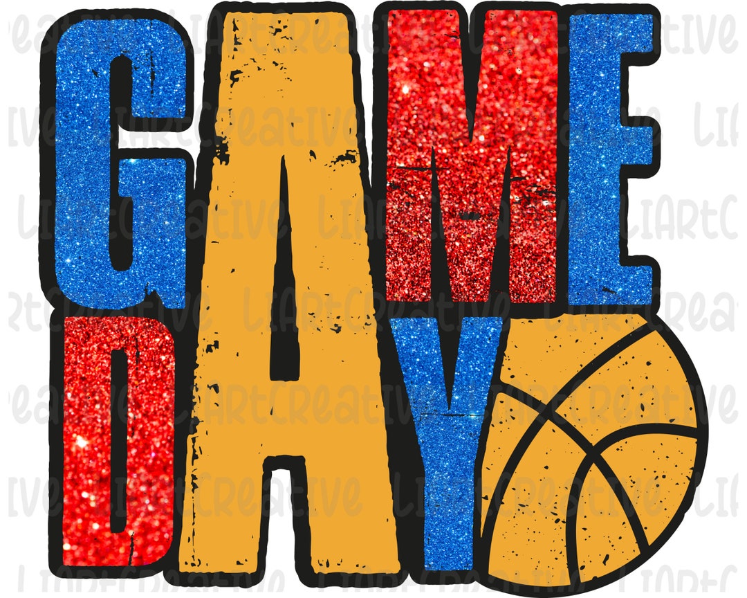 Game Day Basketball Red Blue Glitter PNG Design, Basketball Retro Red ...