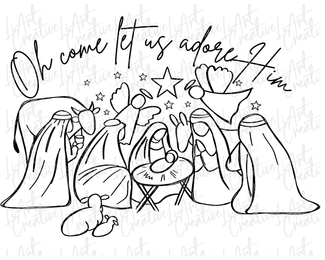 O Come Let Us Adore Him PNG, Nativity PNG, Manger Png, Christmas Png ...
