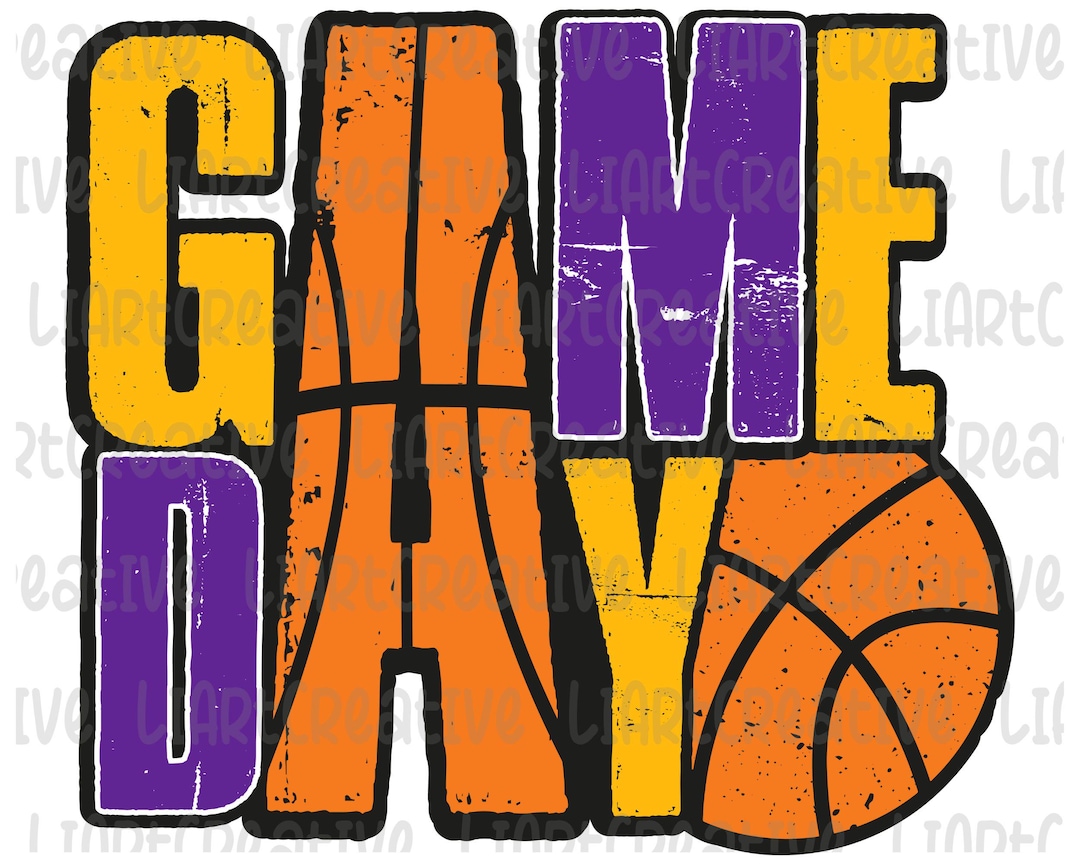 Game Day Basketball PNG Design, Basketball Retro Purple and Gold Png ...