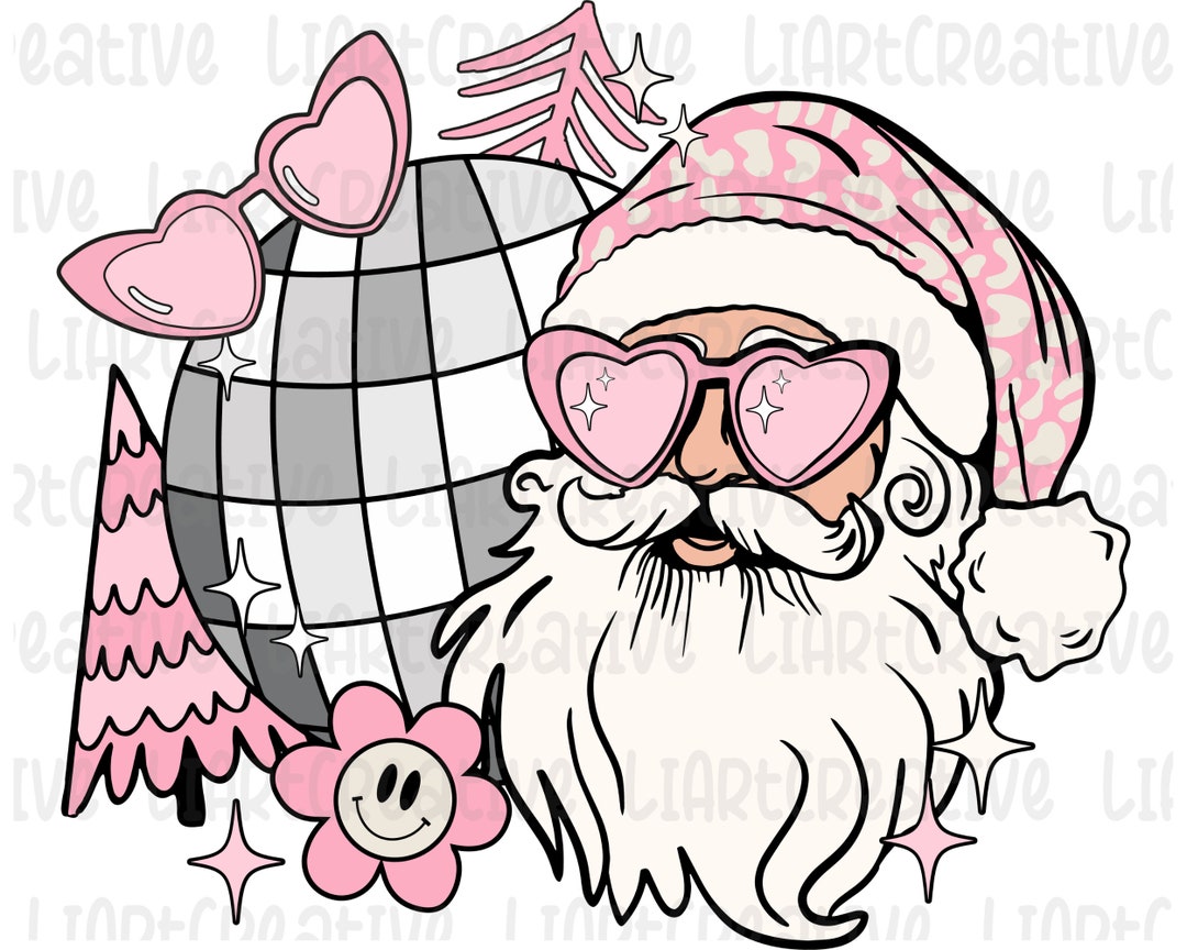 Santa Disco Christmas PNG, Santa Claus Retro Christmas Png, Santa Disco ...