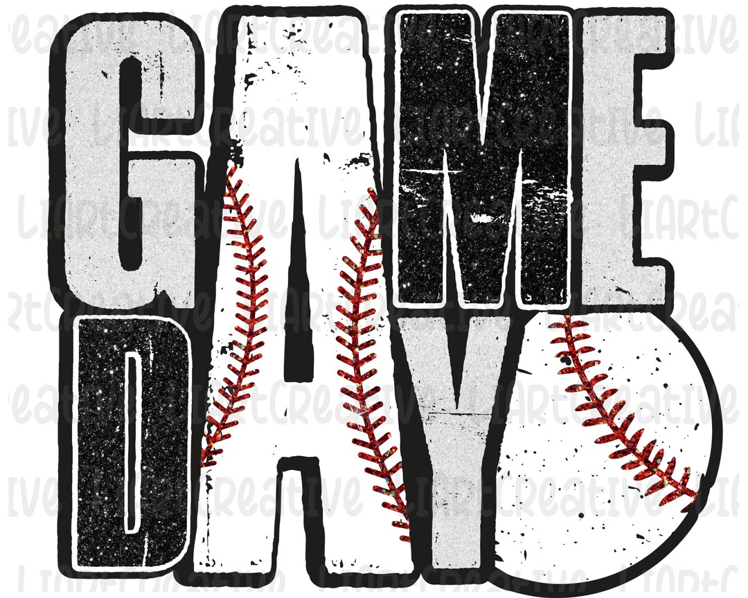 Baseball Game Day Black and White PNG File, Baseball Retro Png ...