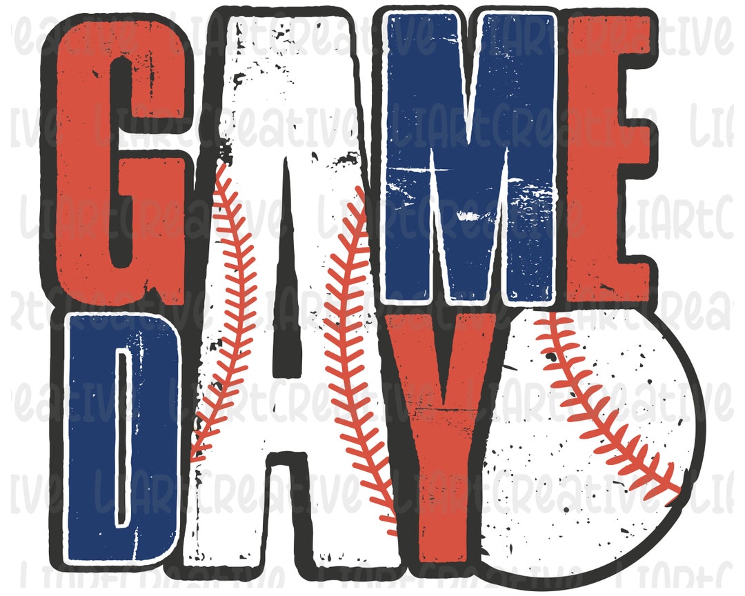 Baseball Game Day Navy Blue and Red PNG File, Baseball Retro Png ...
