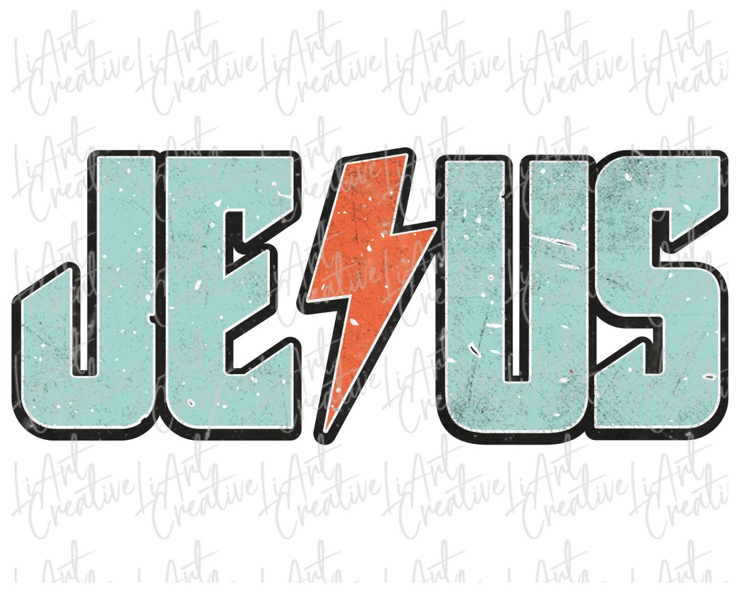 Jesus Retro Lightning Bolt PNG, Jesus Sublimation Png Design, Religion ...