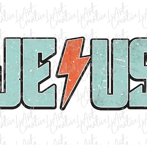 Jesus Retro Lightning Bolt PNG, Jesus Sublimation Png Design, Religion ...