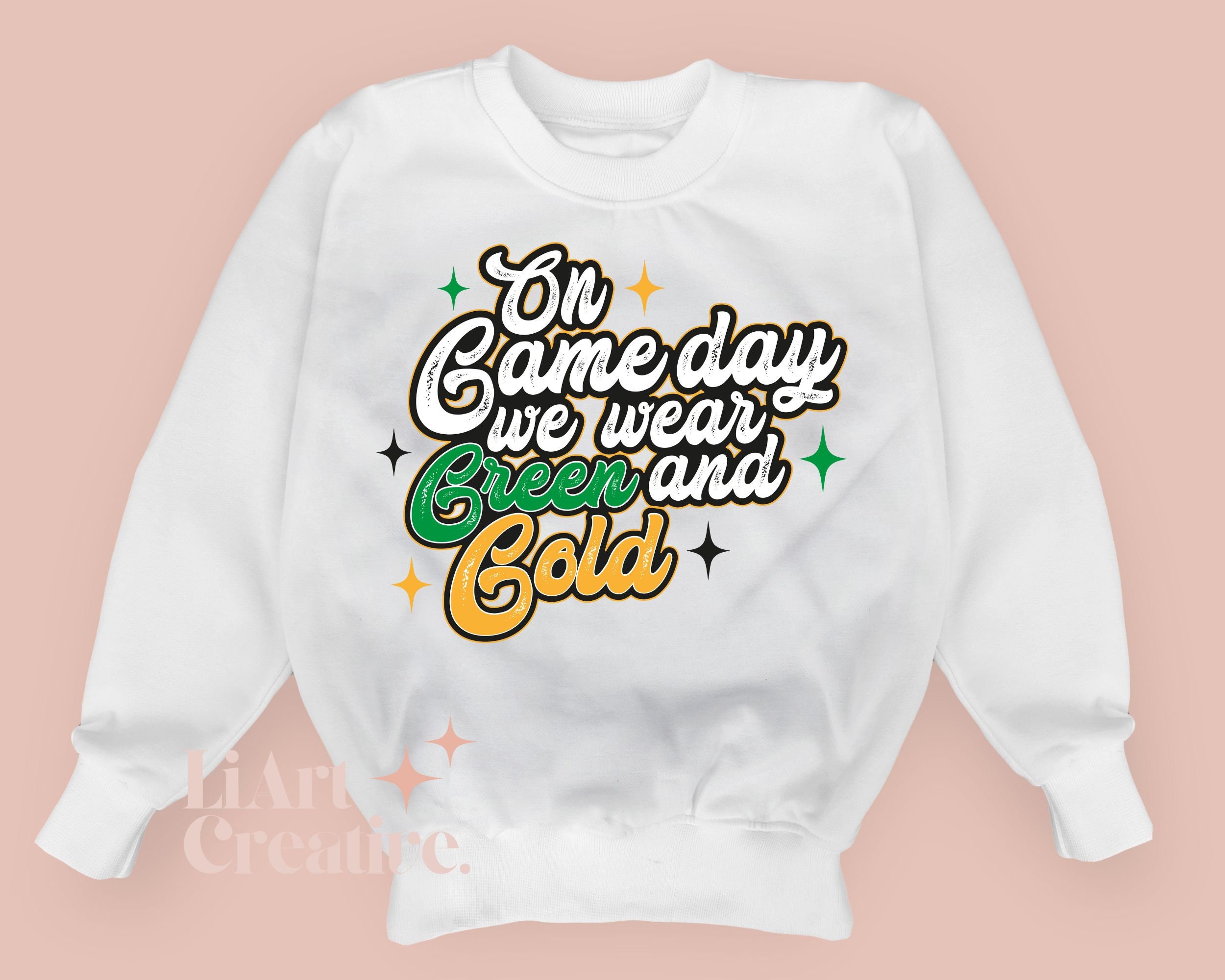 On Game Day We Wear Green and Gold Png, Sport Game Season Green and ...