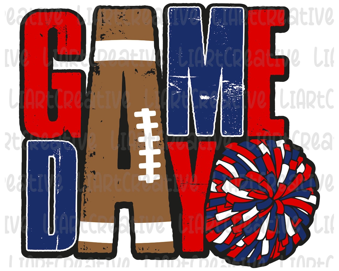 Football Cheer Game Day Red and Navy Blue PNG, Football Png Sublimation ...