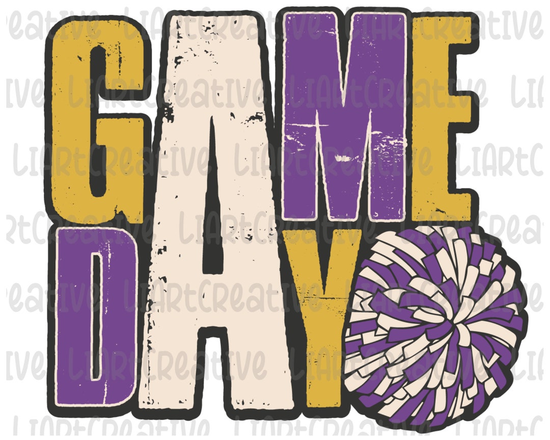 Game Day Cheerleader Purple and Gold PNG, Cheerleader Png Sublimation ...
