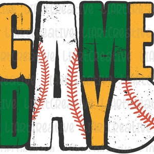 Baseball Game Day Green and Gold PNG File, Baseball Retro Png ...