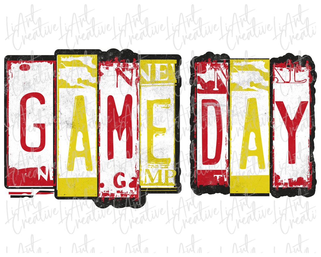 Game Day Retro Red and Yellow Png, Sport Game Season Red and Yellow ...