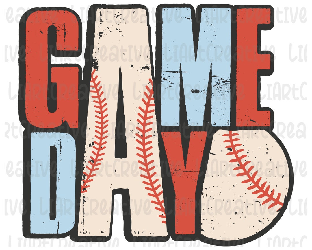Baseball Game Day Blue and Red PNG File, Baseball Retro Png Sublimation ...