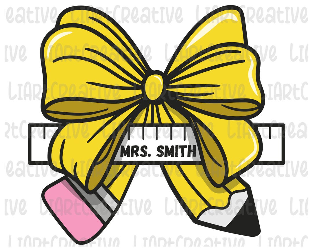 Coquette Teacher Png, Pencil Bow Png, Teacher School PNG Design ...