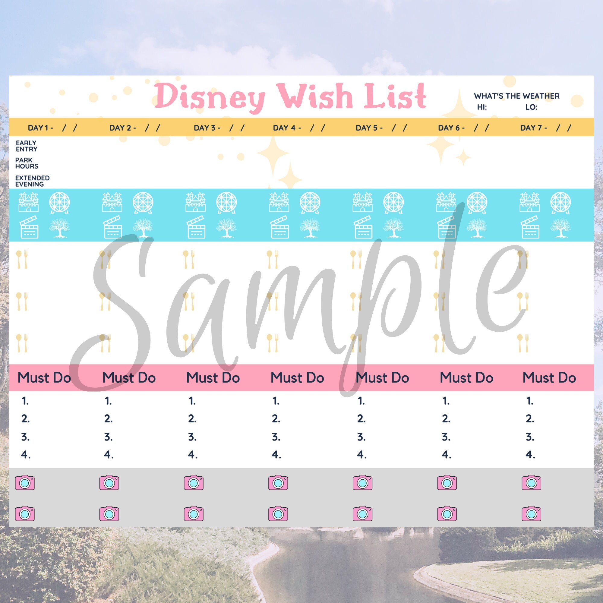 Disneyworld Planning Wish List (Instant Download) - Etsy