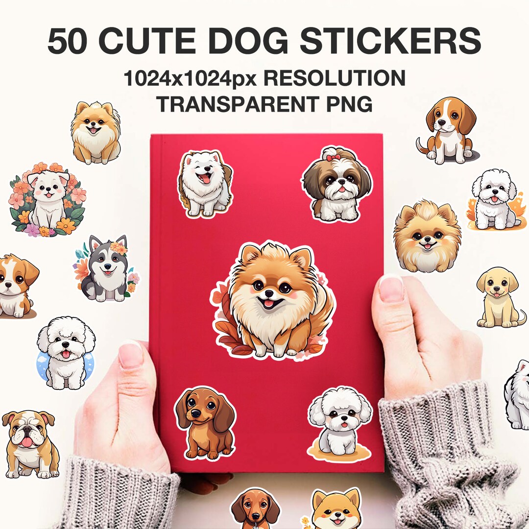 Cute Dogs Clipart Digital Stickers Png Bundle, Kawaai Dogs Printable ...