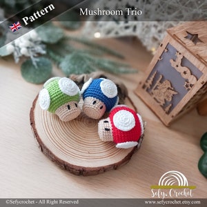 Mushroom Trio Keychain - Super Mario Bros - Amigurumi Crochet Pattern ...