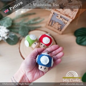 Mushroom Trio Keychain - Super Mario Bros - Amigurumi Crochet Pattern ...