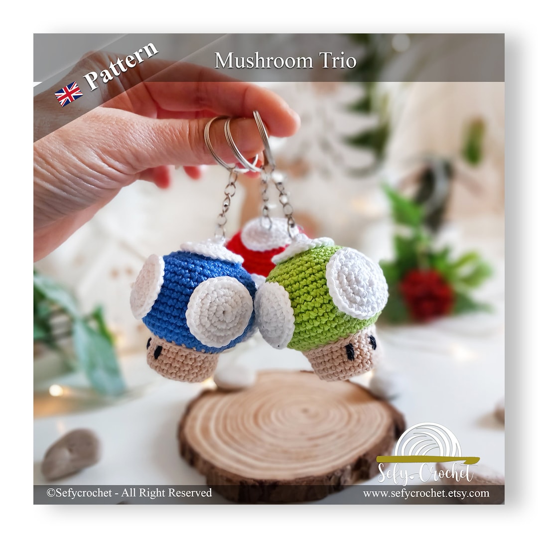Mushroom Trio Keychain - Super Mario Bros - Amigurumi Crochet Pattern ...
