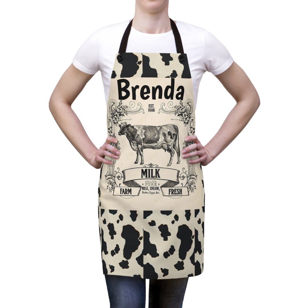 Personalized Cow Farm Vintage Kitchen Apron (AOP) - Etsy