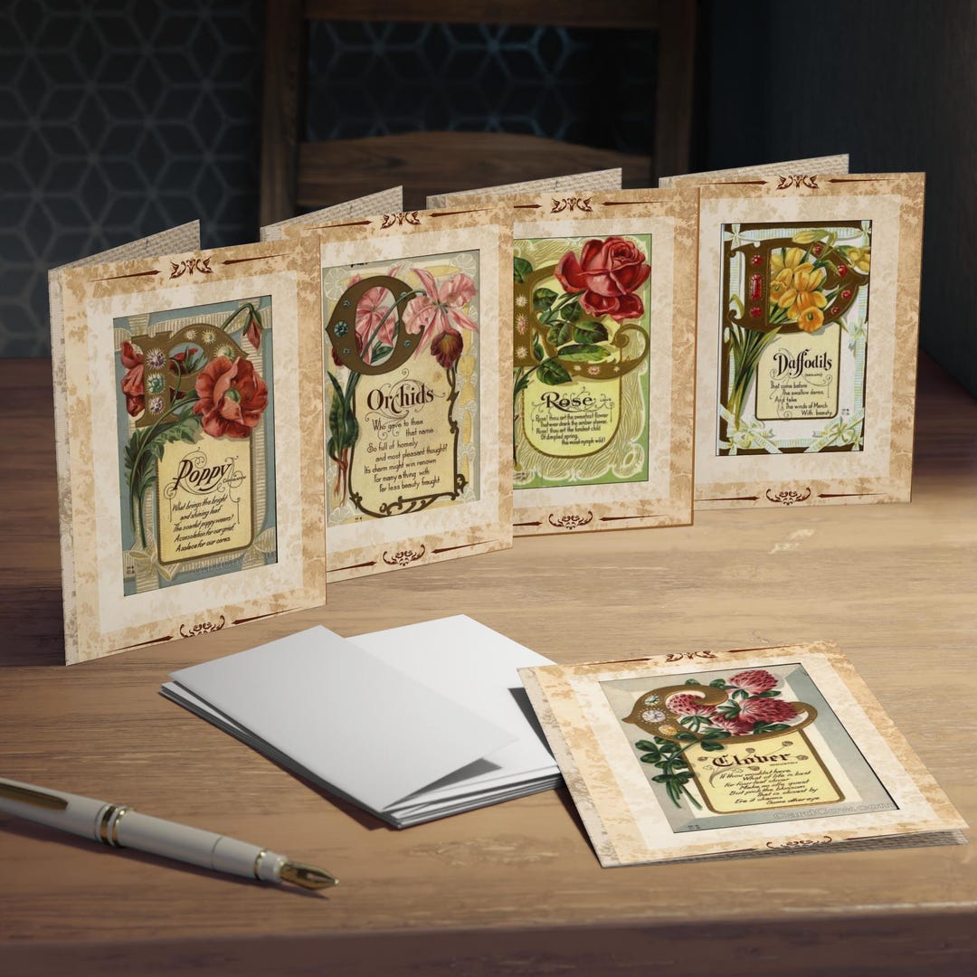 Victorian Flower Package Ornate Spring Multi-design Greeting Cards (5 ...