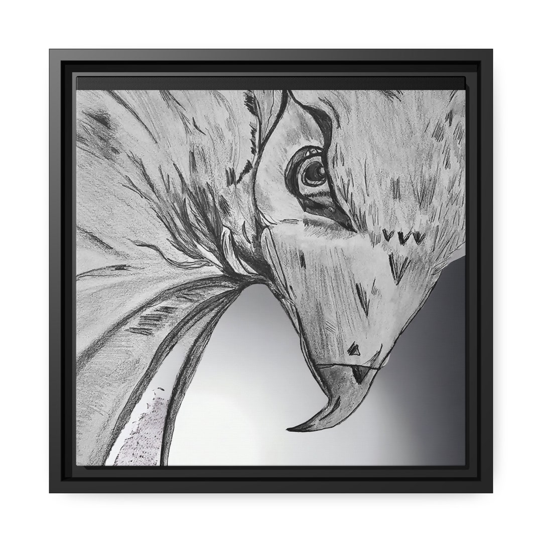 Bird of Prey Hand Drawn Pencil Illustration Black and Whitematte Canvas ...