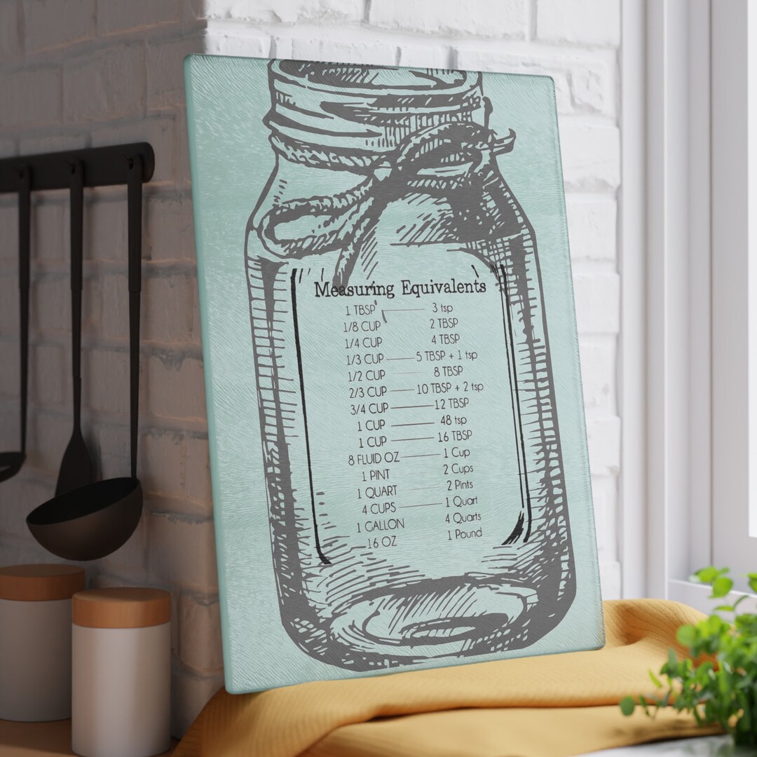 Measuring Equivalents Kitchen Glass Cutting Board - Etsy