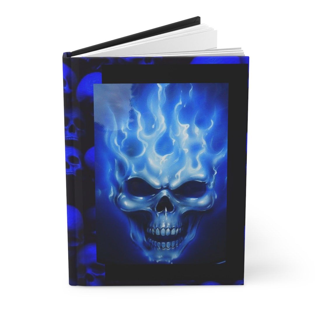 Blue Inferno Skull Hardcover Journal Matte - Etsy