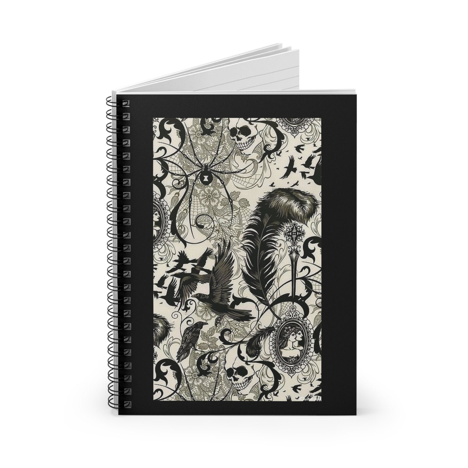 Antique Gothic Black and White Spiral Notebook - Ruled Line - Etsy