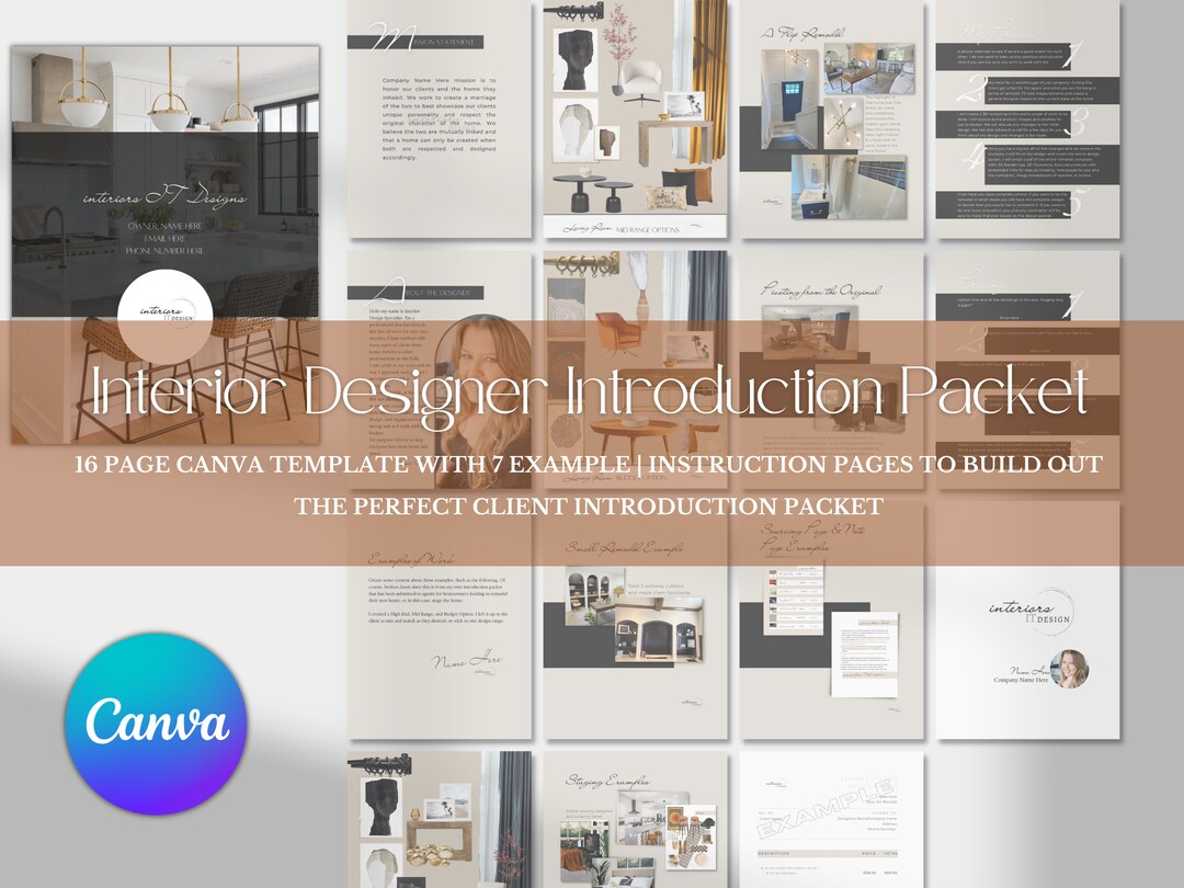 Client Welcome Guide, Design Portfolio Canva Template, Interior ...