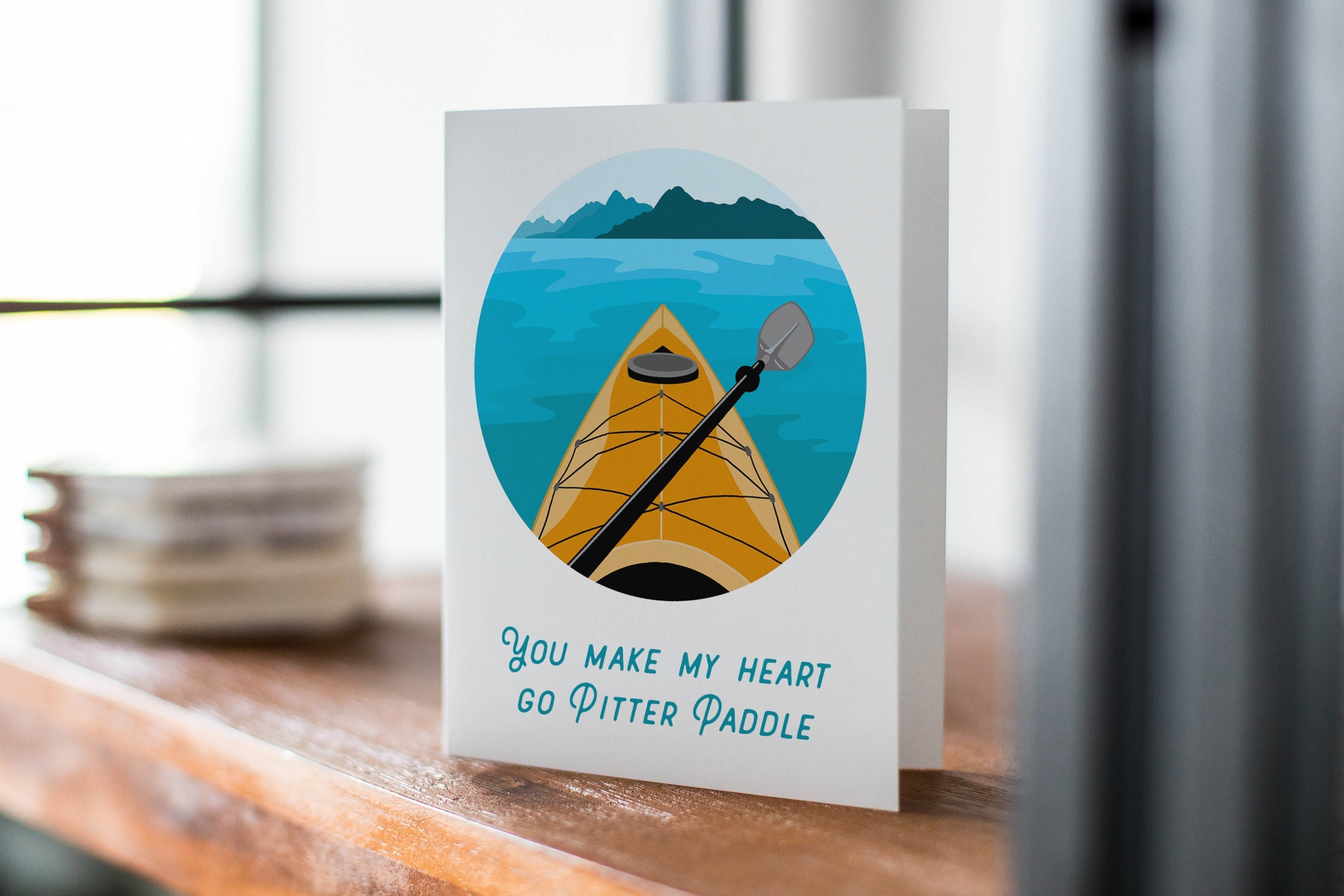 Kayak Anniversary Card Pitter-paddle Kayakers Valentine - Etsy