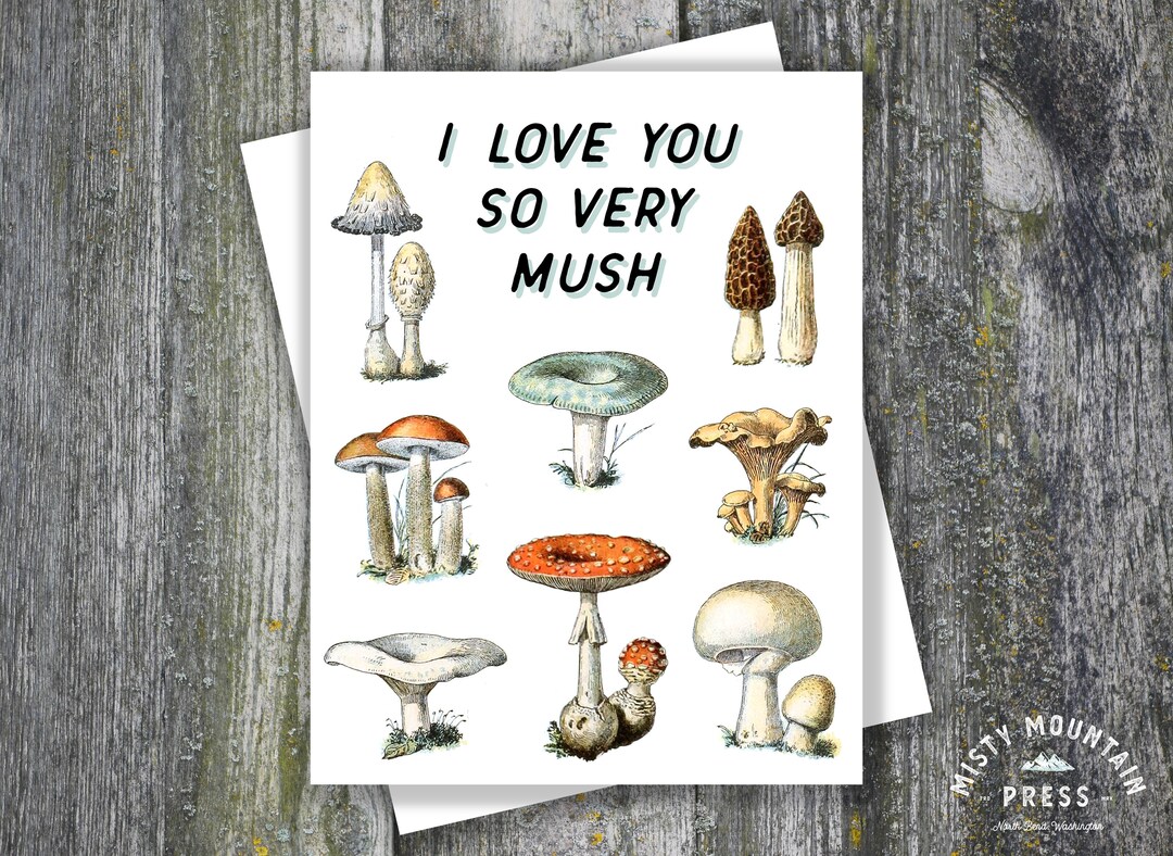 Love You so Mush Mushroom Greeting Card Anniversary Card - Etsy
