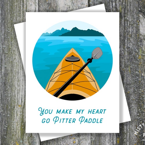 Kayak Anniversary Card Pitter-paddle Kayakers Valentine - Etsy