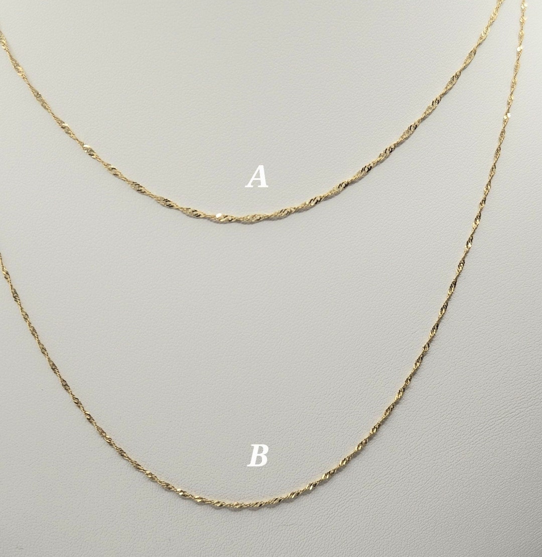 Solid 14k Gold Singapore Chain| Dainty Singapore Chain| Minimalist ...