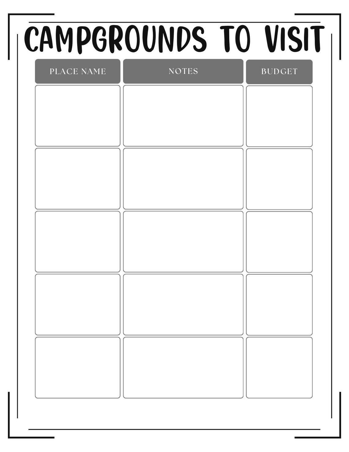 Printable Camping Binder Planner Camper Organizer - Etsy